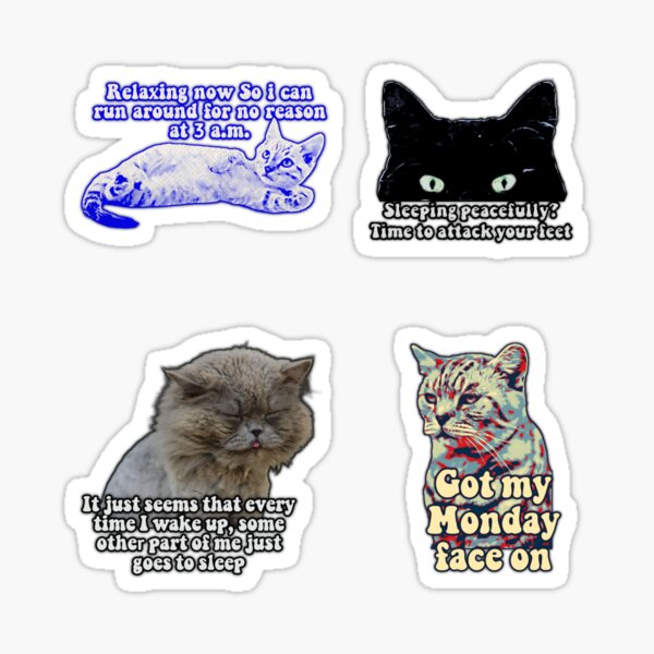 "Funny cat memes sticker pack for cat owners who love adorable kittens ...