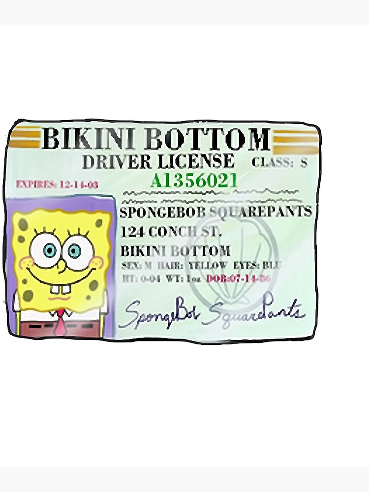 "Spongebob Squarepants Driver's License Sticker" Poster for Sale by ...