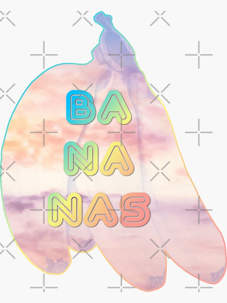 "Bunch of bananas ba na nas rainbow text" Sticker by bokushin | Redbubble