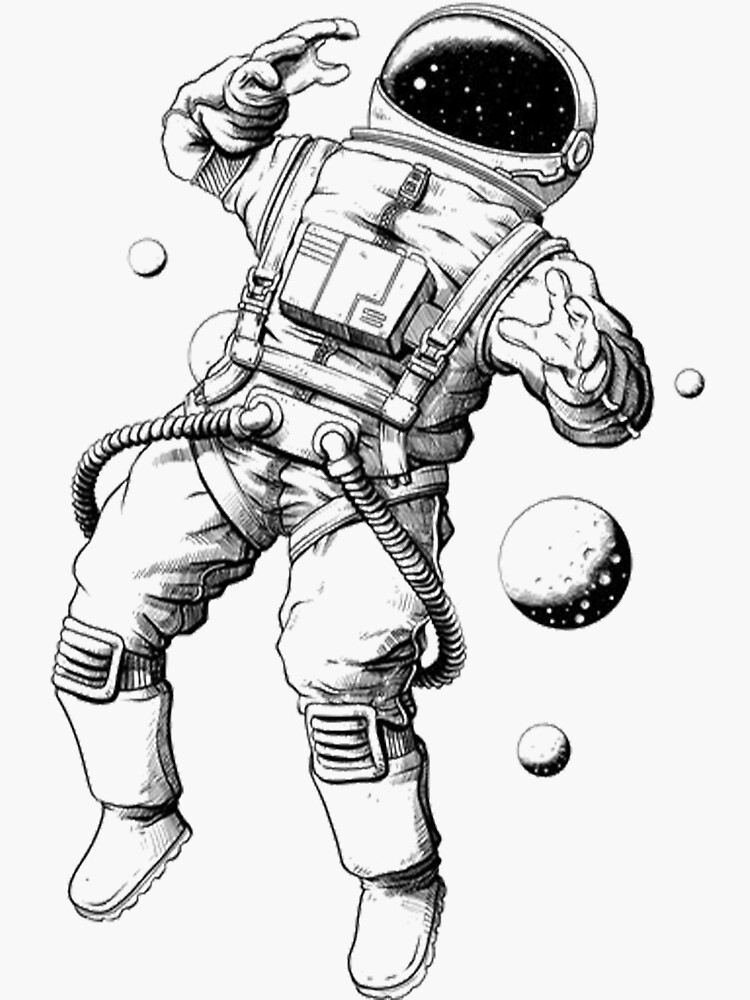 "Astronaut Drawing Pencil Illustration" Sticker for Sale by psefitt ...