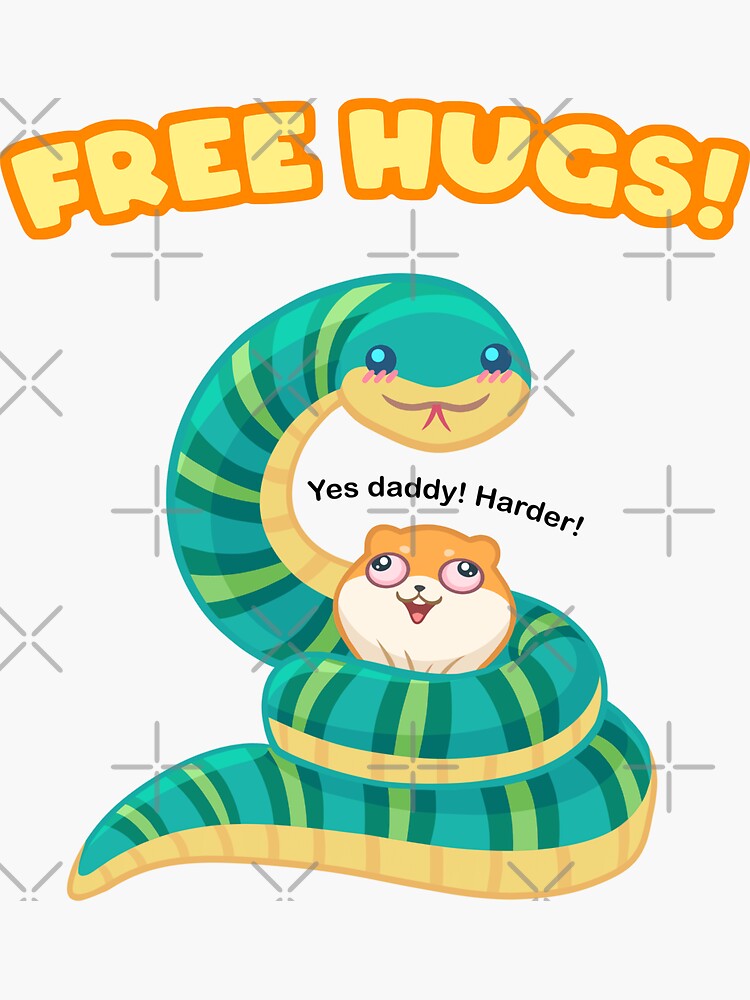 "Free Hugs - Snake & Hamster" Sticker by Chonkitty | Redbubble