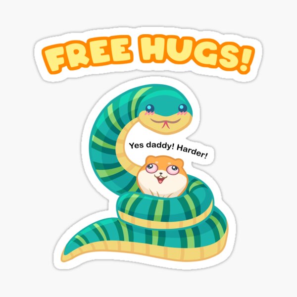 "Free Hugs - Snake & Hamster" Sticker by Chonkitty | Redbubble