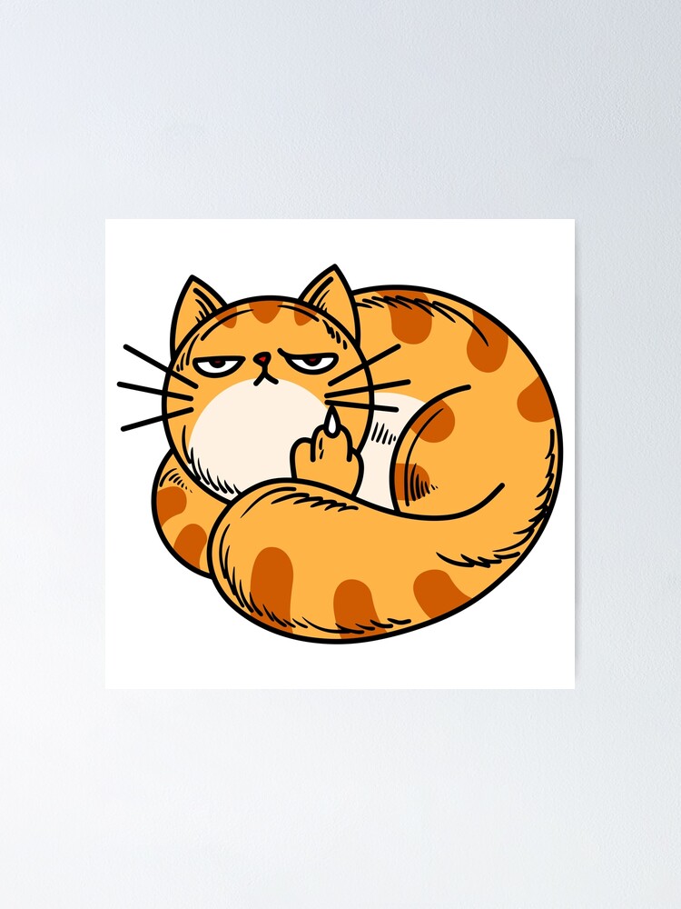"Orange Cat Middle Finger" Poster for Sale by Si Pakne | Redbubble