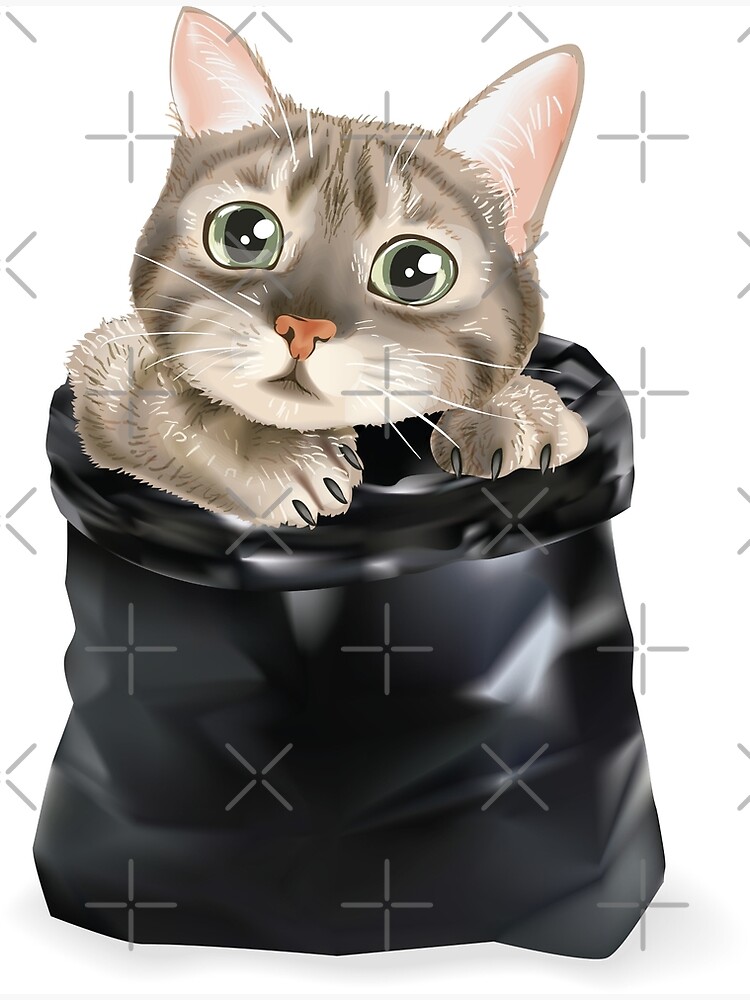 "Cute Adorable Kitty Cat Black Plastic Bag Recycle" Poster for Sale by ...