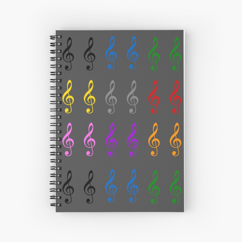 Cuaderno de espiral «Hoja de símbolos de clave de sol en varios colores ...