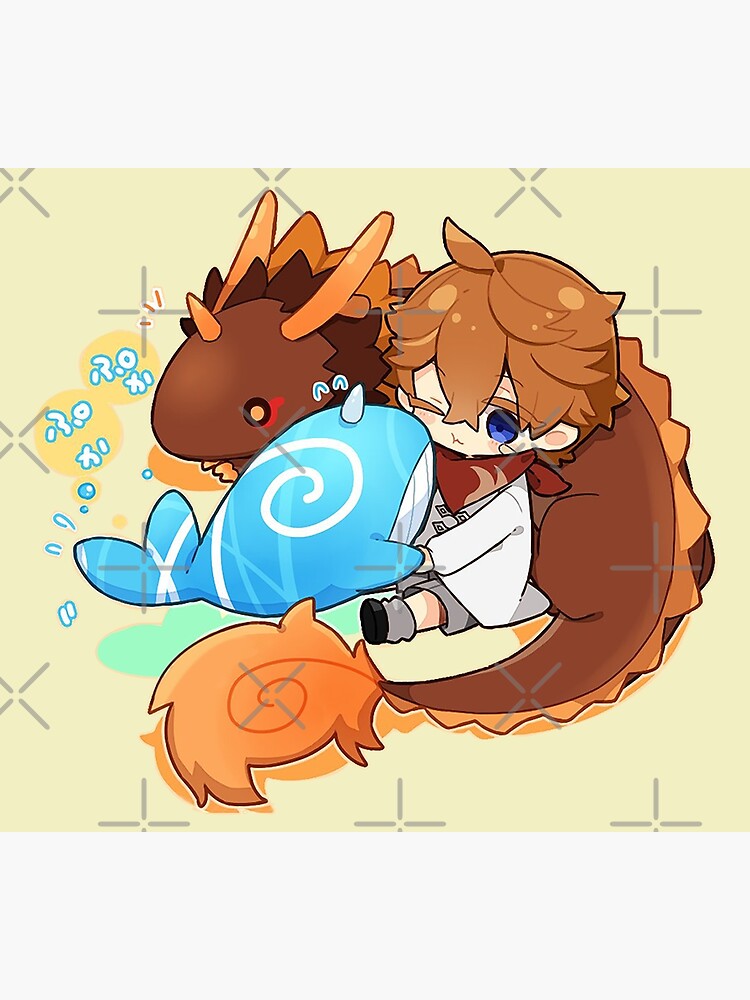 Póster «Genshin Impact Chibi Childe y el Dragón de Zhongli» de ...