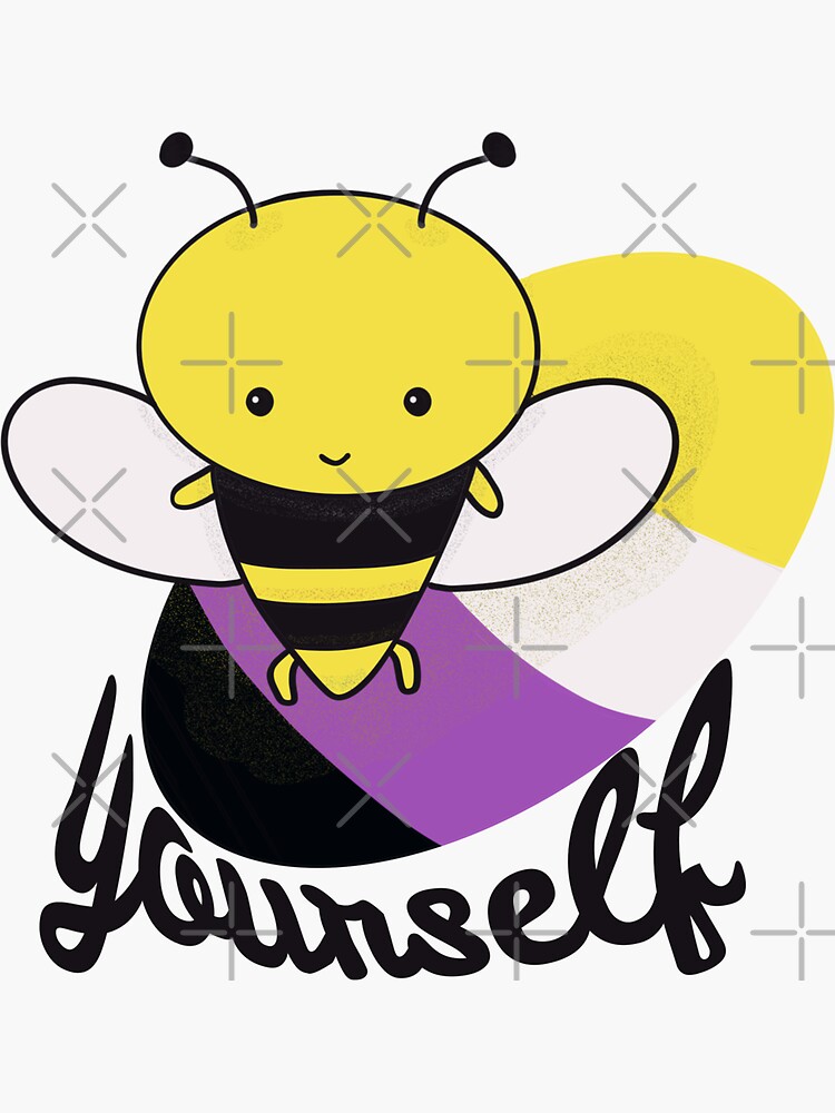 "Bee yourself proud. Non-binary bee" Sticker for Sale by mcb-jp | Redbubble