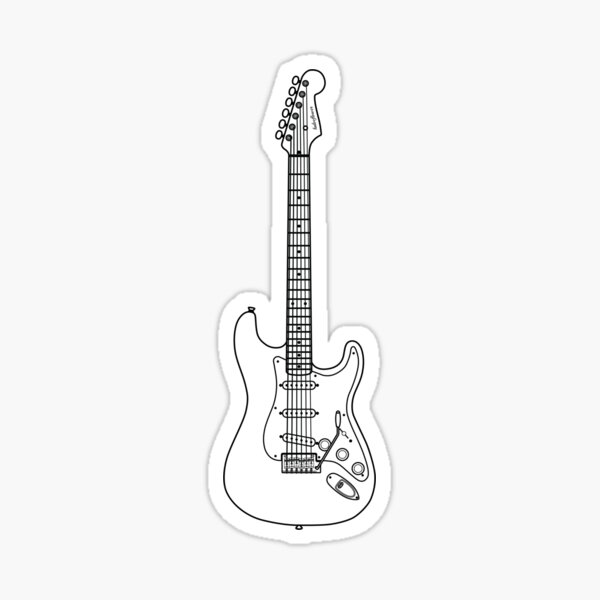 "Monochrome Stratocaster (Black Outline)" Sticker for Sale by ...