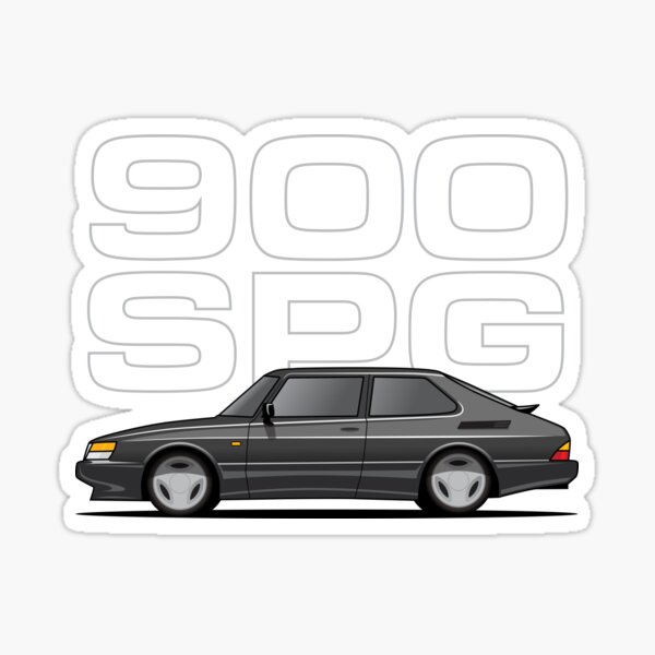 "Saab 900 SPG Aero Illustration Black" Sticker for Sale by blackdogshop ...