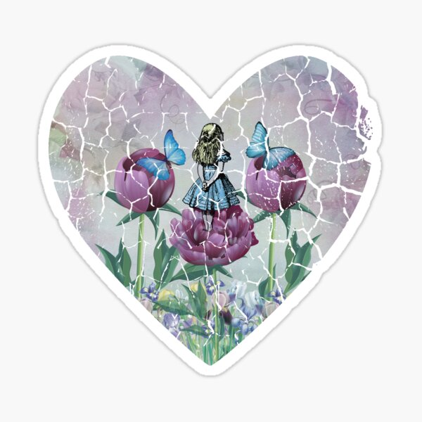 "Alice In Wonderland - Wonderland Garden - Heart Shape" Sticker for ...