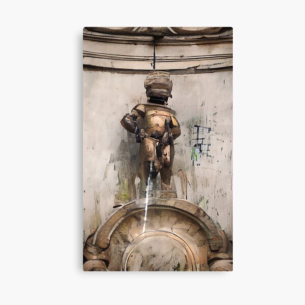 Large black and white Belgium monuments poster Brussells Manneken Pis ...