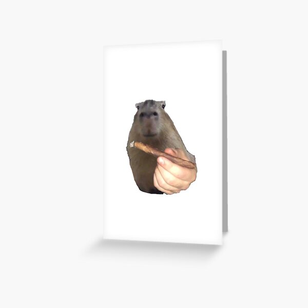 " Capybara offering you a treat, capybara weed meme design" Greeting ...