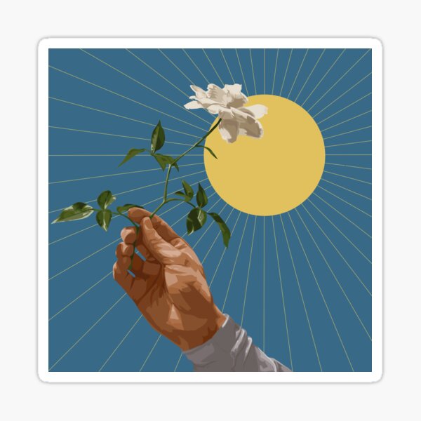 "Hand of the Sun and Flower" Sticker for Sale by Whiskerless | Redbubble