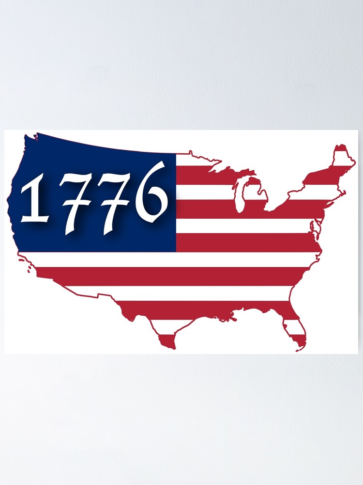 "Patriotic 1776 USA Map Flag" Poster for Sale by FawksDen | Redbubble