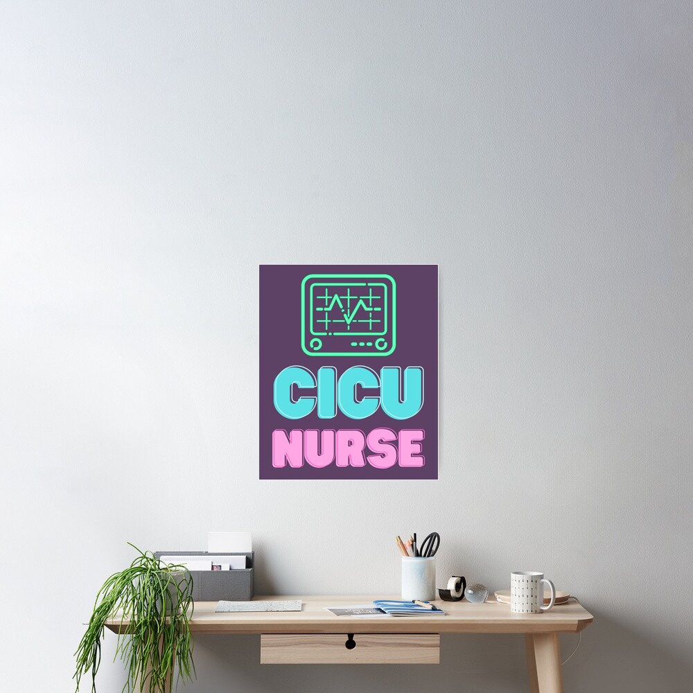 "CICU nurse with vitals monitor with EKG drawing" Poster for Sale by ...