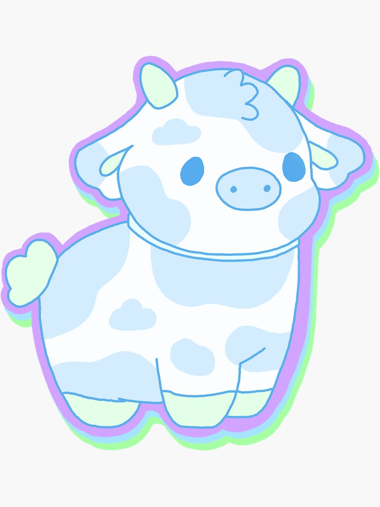 "Moo, cute colorful blue cow" Sticker for Sale by cc-art484 | Redbubble