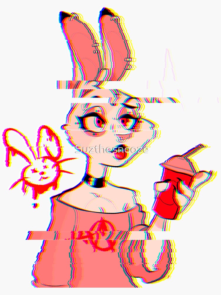 "Glitch Bunny" Sticker by Suzthesnooze | Redbubble