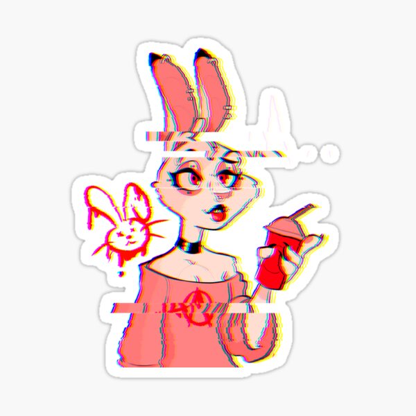 "Glitch Bunny" Sticker by Suzthesnooze | Redbubble