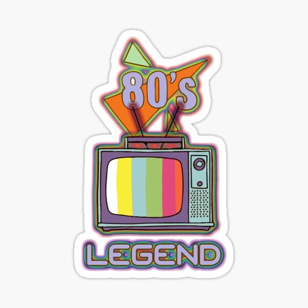 "Legend of 80's ,television,tv,rainbow colour,noise shadow" Sticker for ...