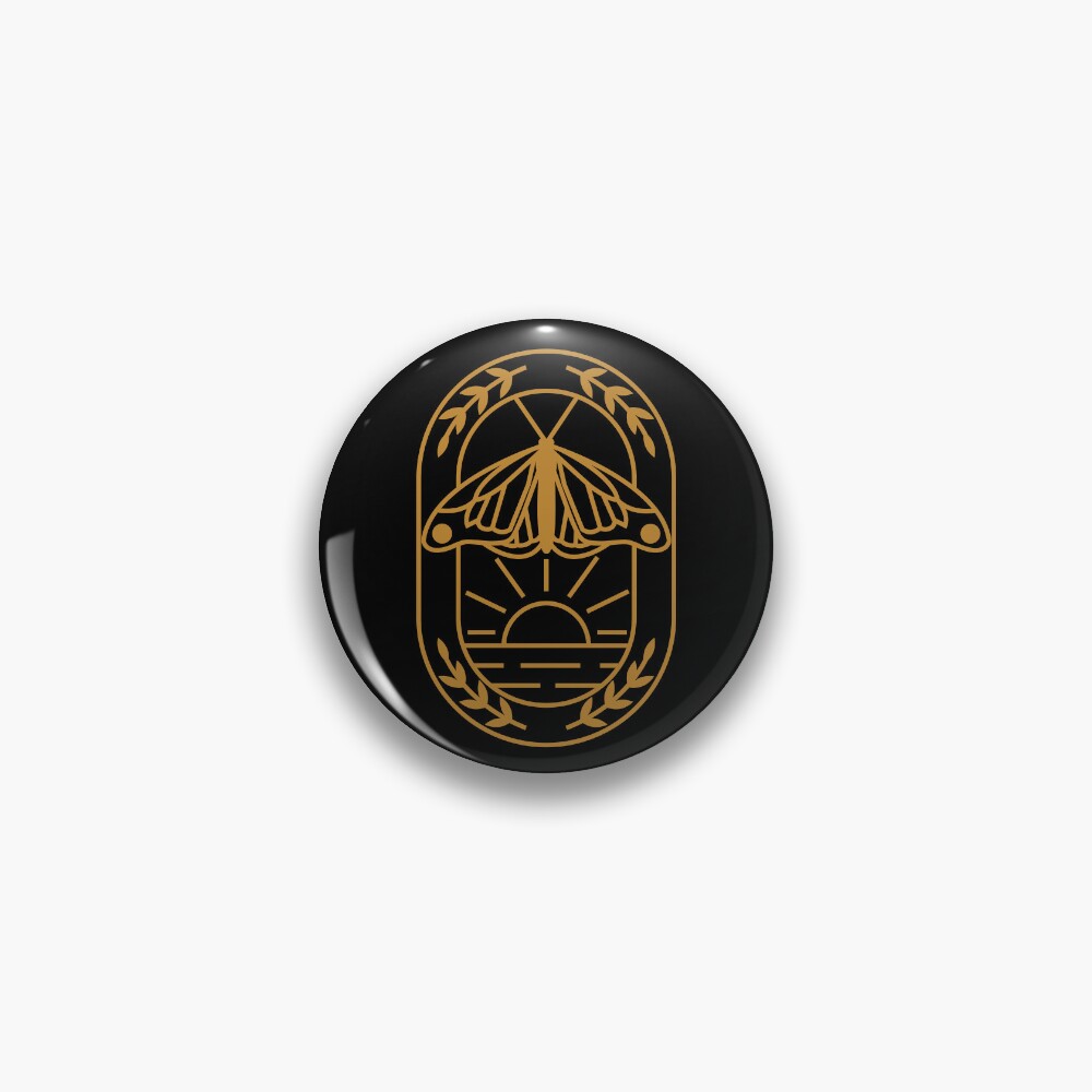 "Monarch Butterfly Rising Sun Gold Line Art" Pin for Sale by musingtree ...