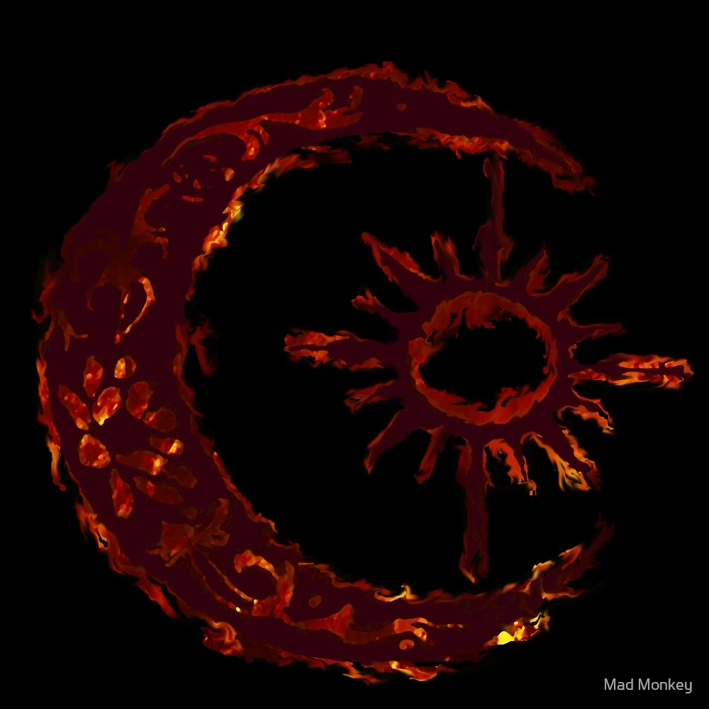 "Fiery Nautical Moon and Compass" by Mad Monkey | Redbubble