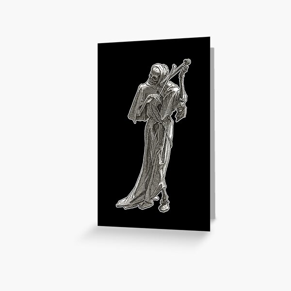 ""Death the Strangler" - vintage woodcut of the Grim Reaper playing a ...