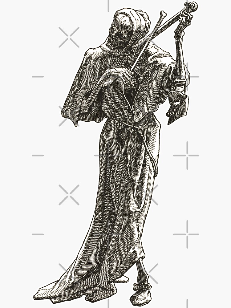 Pegatina «"Death the Strangler" - xilografía vintage de Grim Reaper ...