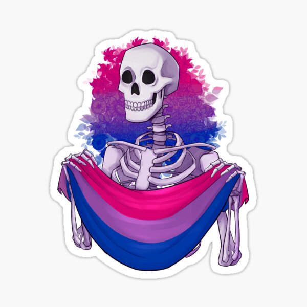 "Bi Pride Skeleton" Sticker for Sale by StarSketchMEH | Redbubble