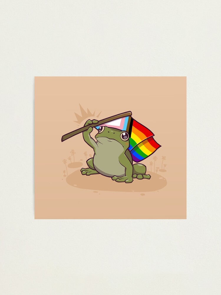"Progress Pride Flag-Holding Frog" Photographic Print for Sale by saltuurn | Redbubble