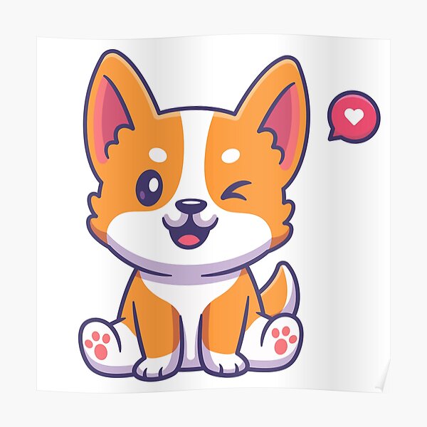 "cute corgi dog wink" Poster for Sale by cosmichasmik | Redbubble