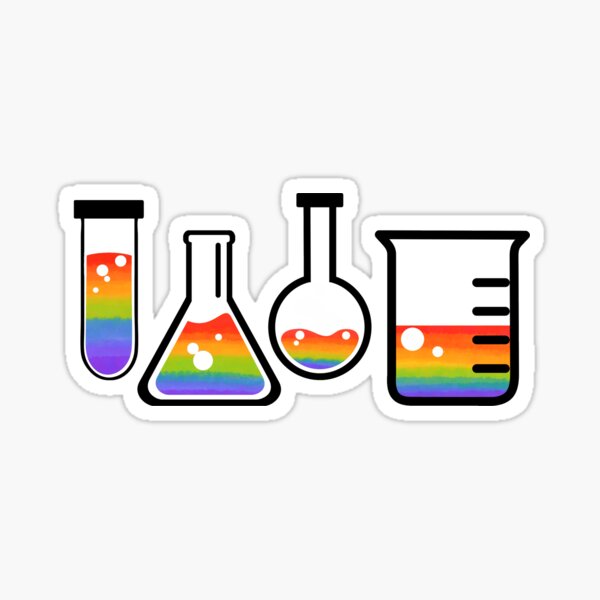 "Rainbow Lab Glassware" Sticker for Sale by studiousmage | Redbubble