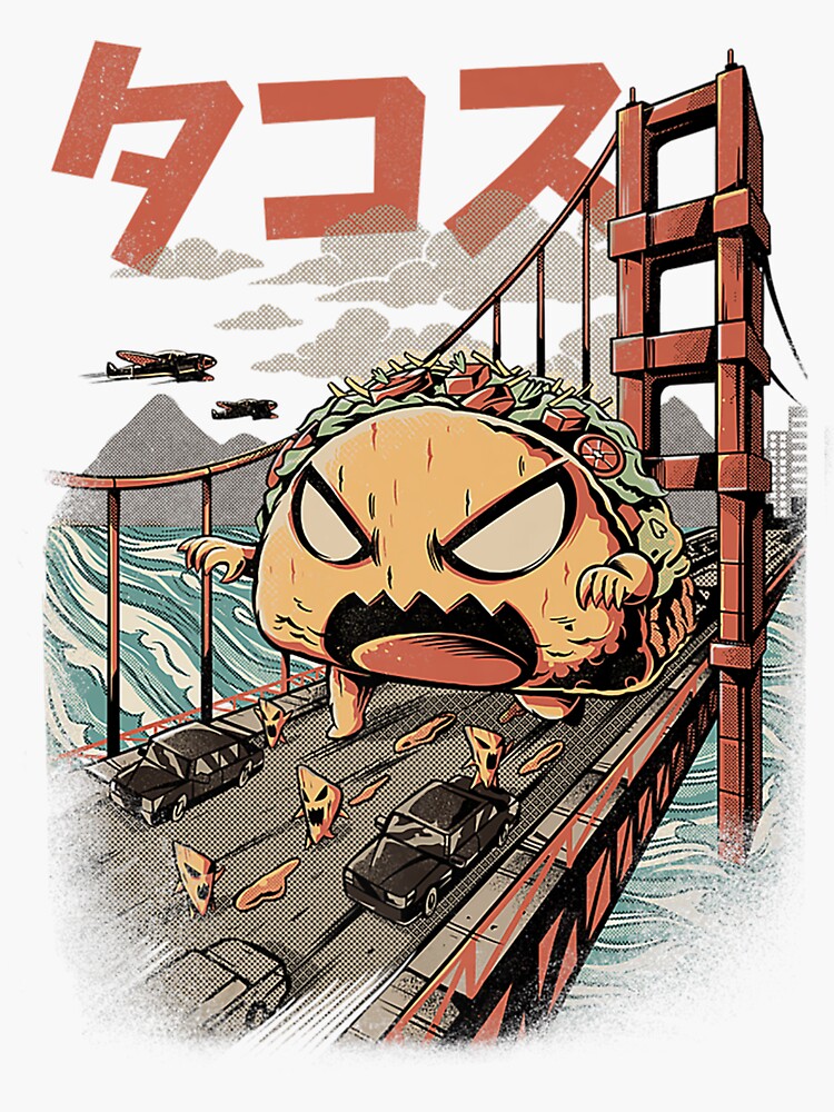 "Giant Taco Monster Kaiju Mexican Food Kawaii Anime Taco T-Shirt ...