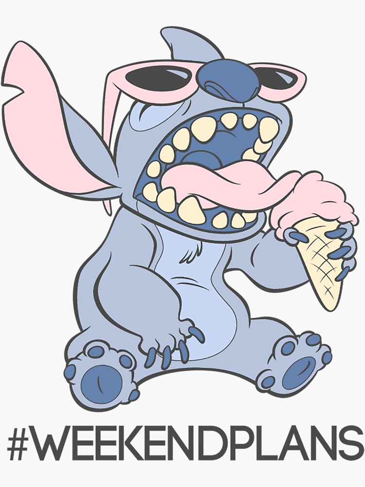 "Lilo amp; Stitch Ice Cream Stitch Weekend Plans Sweatshirt" Sticker ...