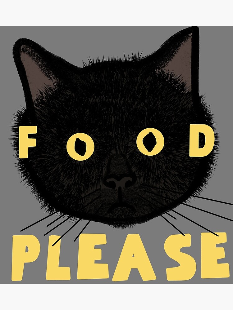 "Food Please Black Cat Funny Meme" Art Print for Sale by ZomboniJobroni ...