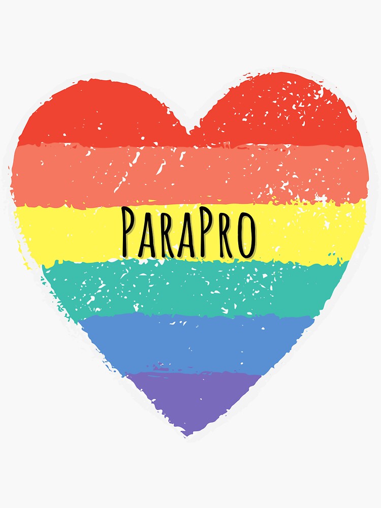 "ParaPro rainbow heart" Sticker for Sale by nat7green | Redbubble