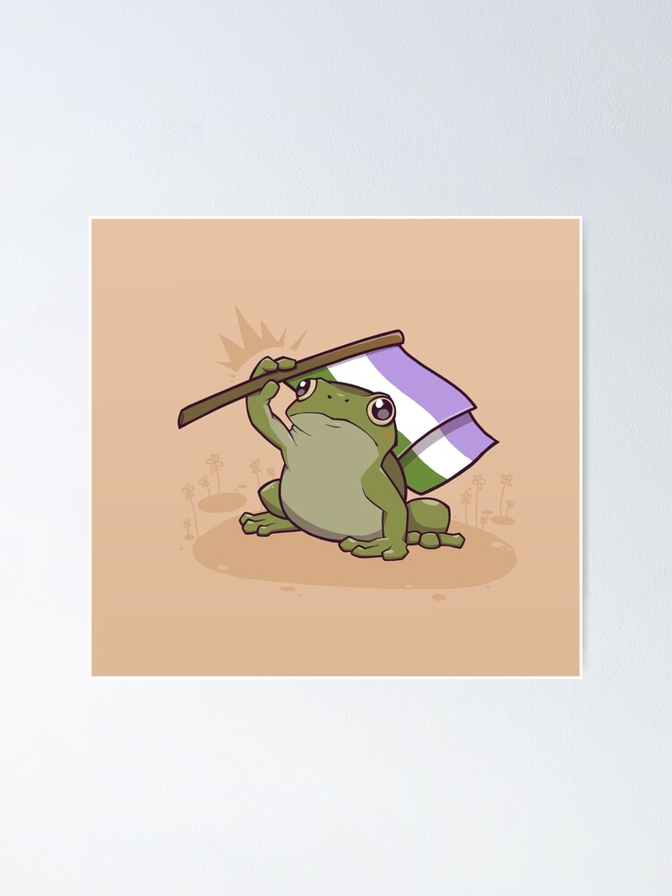 "Genderqueer Pride Flag-Holding Frog" Poster for Sale by saltuurn ...