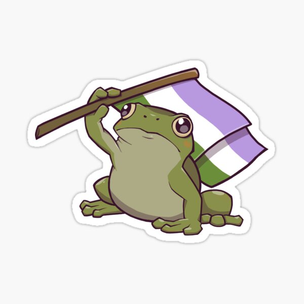 "Genderqueer Pride Flag-Holding Frog" Sticker for Sale by saltuurn ...