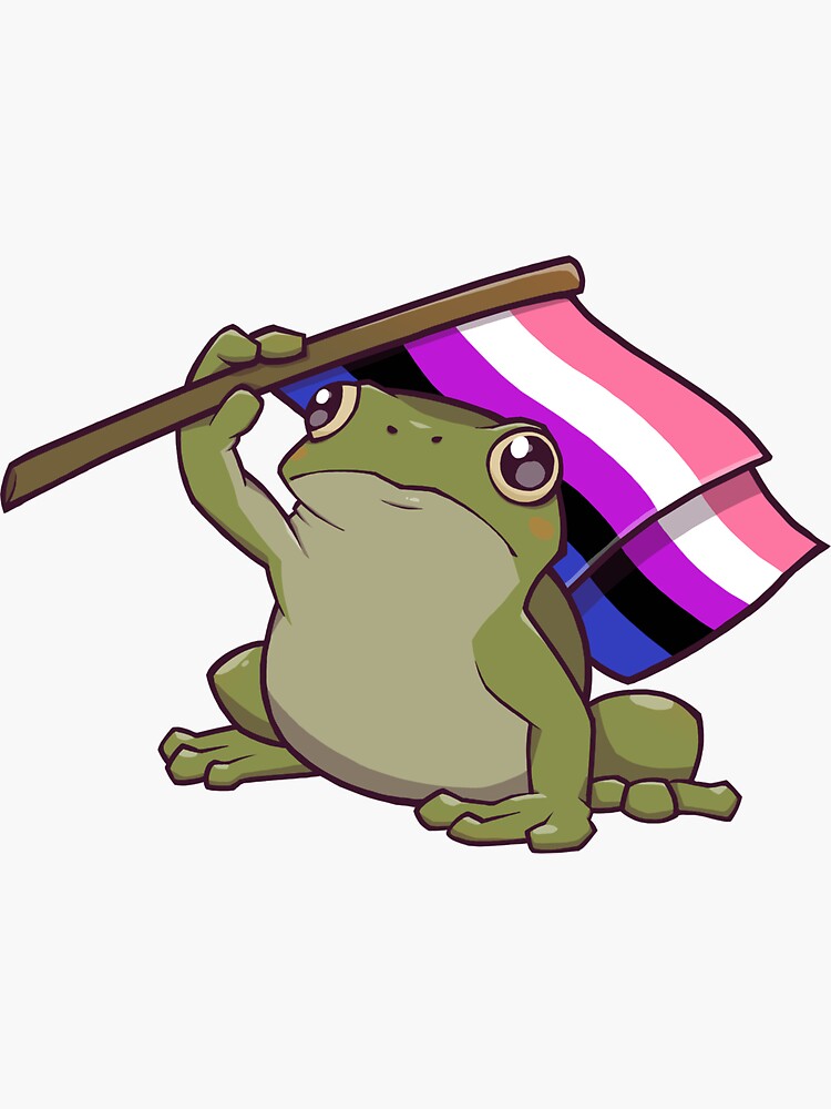 "Genderfluid Pride Flag-Holding Frog" Sticker for Sale by saltuurn ...