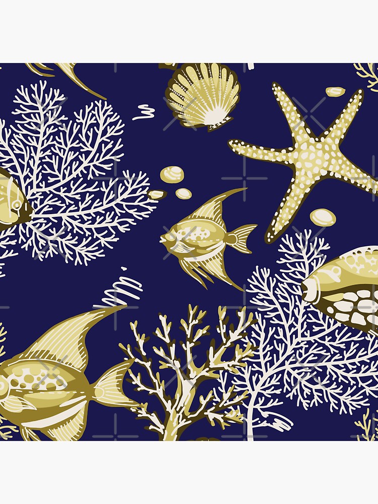 "Gold marine wonderland" Sticker for Sale by FGCART | Redbubble