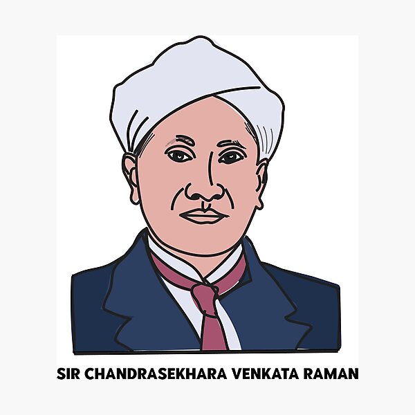 "C. V. Raman poster | C. V. Raman line drawing " Photographic Print for ...
