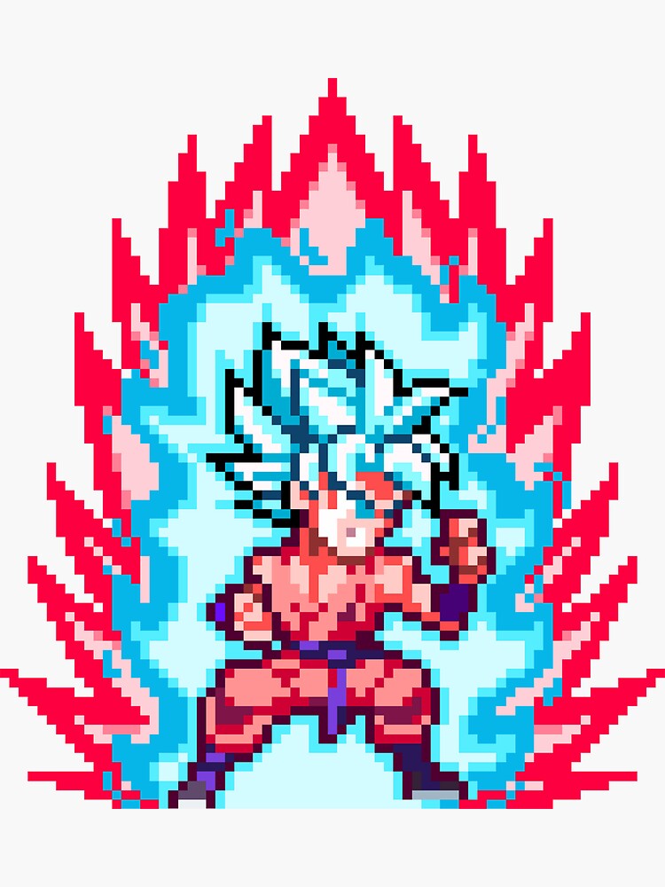 "Goku Super Saiyan Blue KK Pixel Edition" Sticker for Sale by adventfan ...