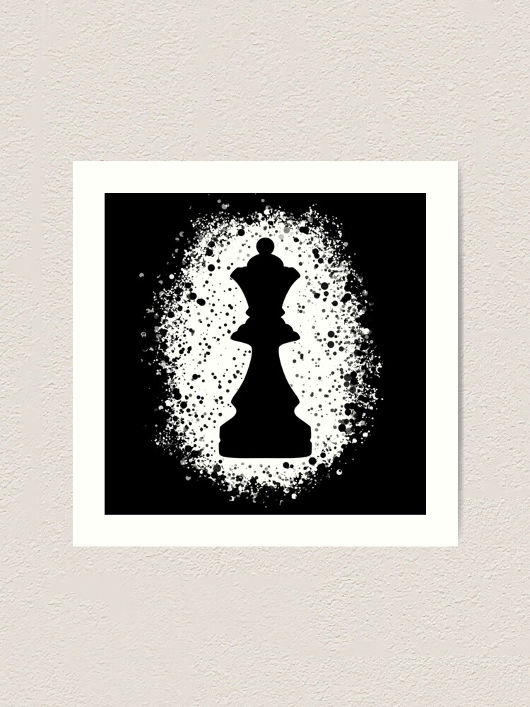 "Queen Chess Piece Spray Paint Splash Outline Negative Space Design ...