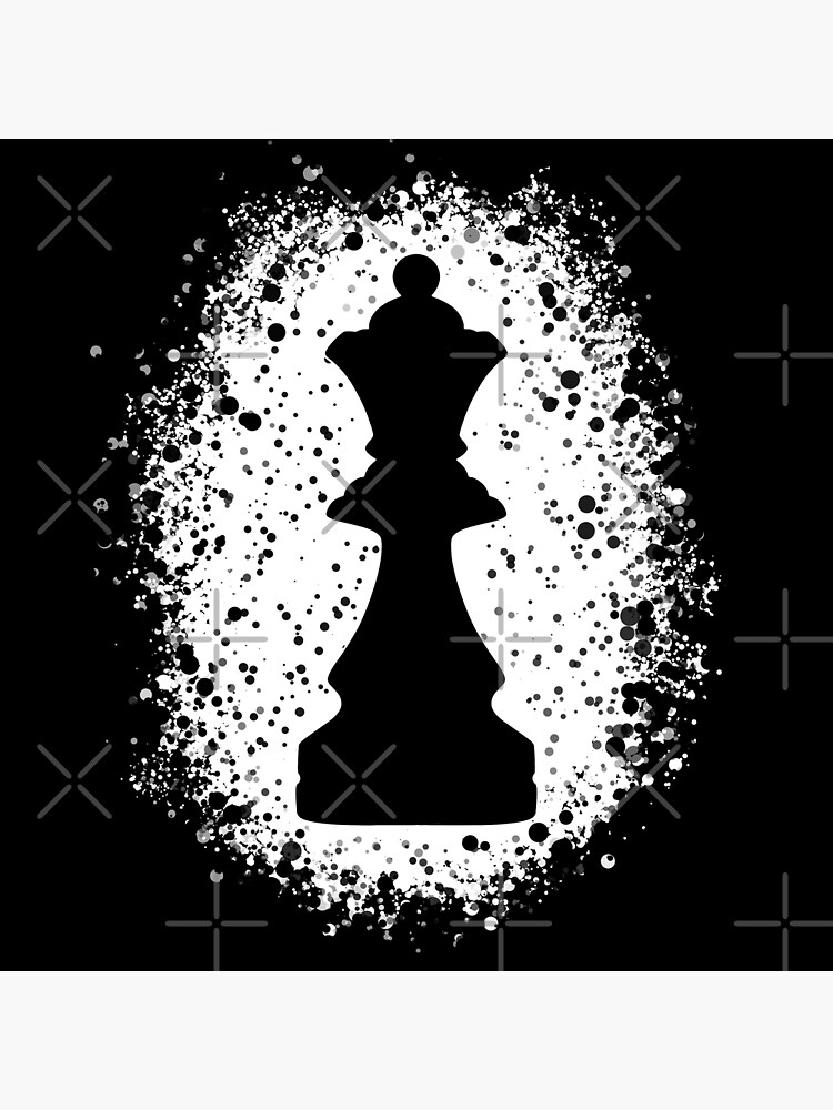 "Queen Chess Piece Spray Paint Splash Outline Negative Space Design ...