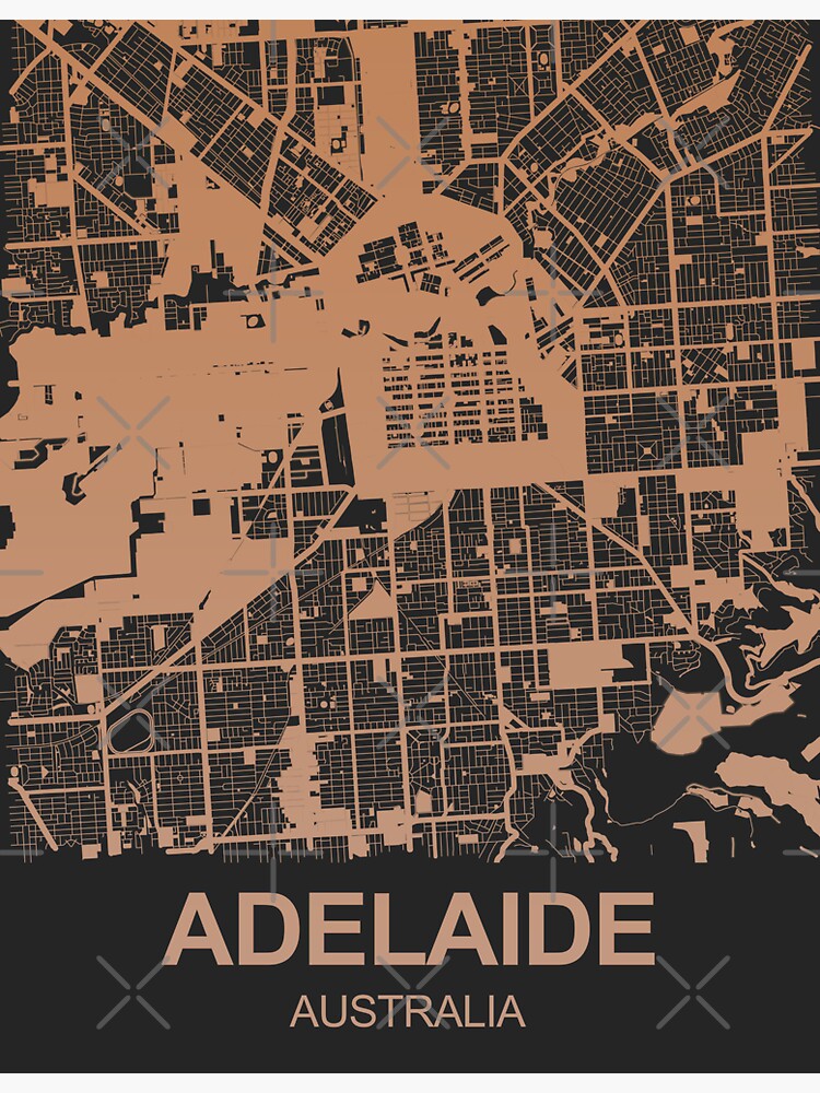 "Adelaide Map Art Chocolate color Australia" Sticker for Sale by ...