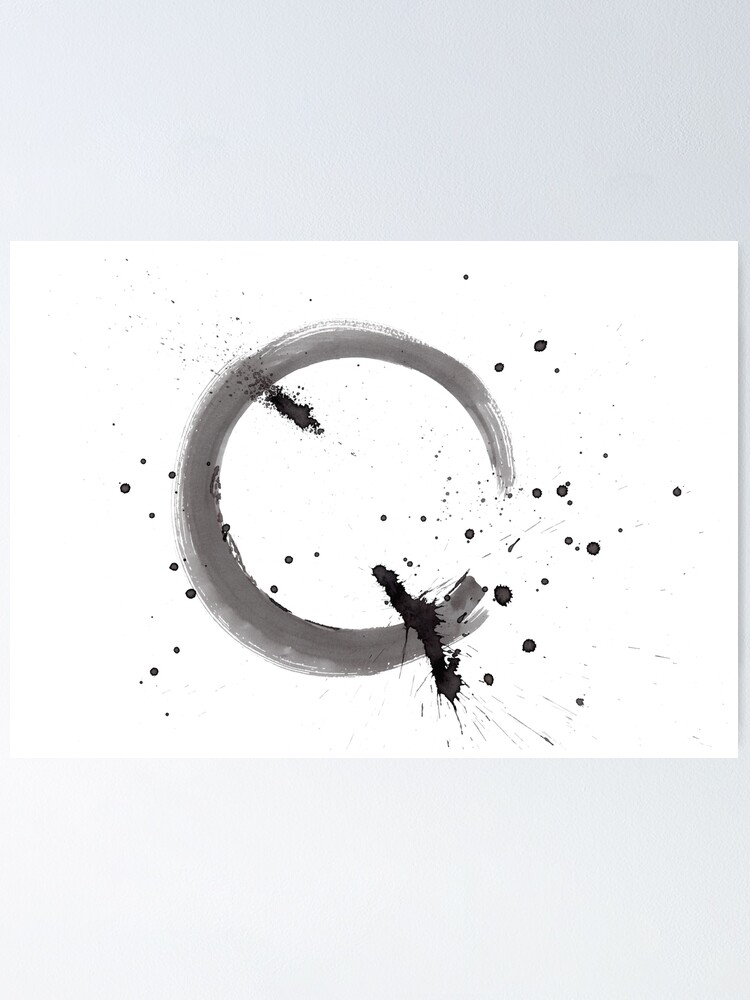 "Imperfect watercolor circle, black and white, abstract art, minimalism ...