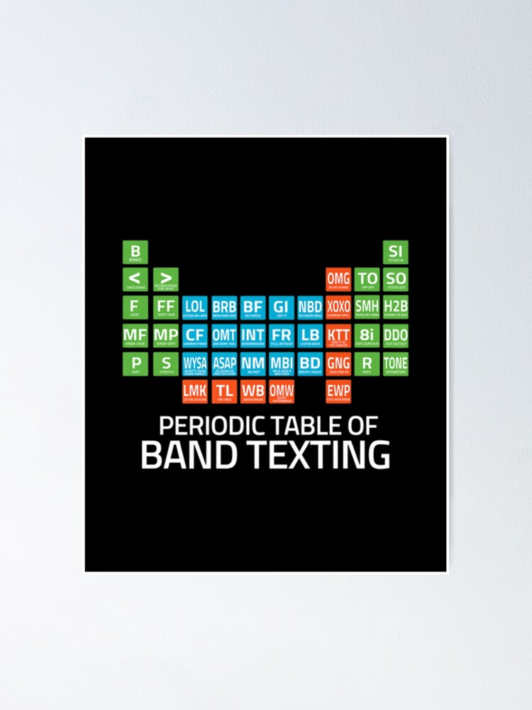 "Periodic Table of Band Texting Elements Funny" Poster for Sale by ...