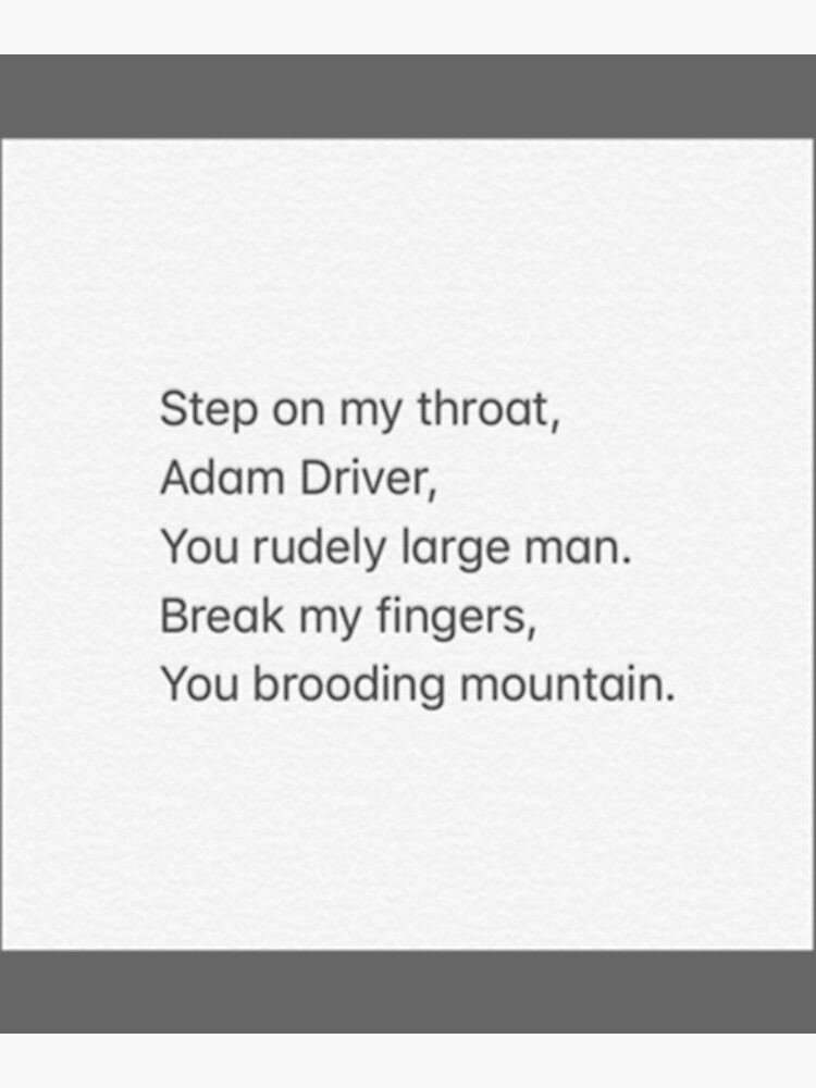 "Adam Driver, as per John Oliver (Brooding Mountain) Classic" Poster ...