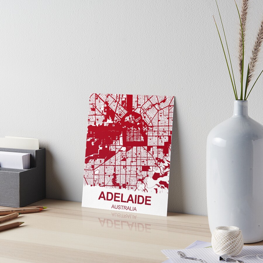 "Adelaide Map Art red wine color Australia" Art Board Print for Sale by ...