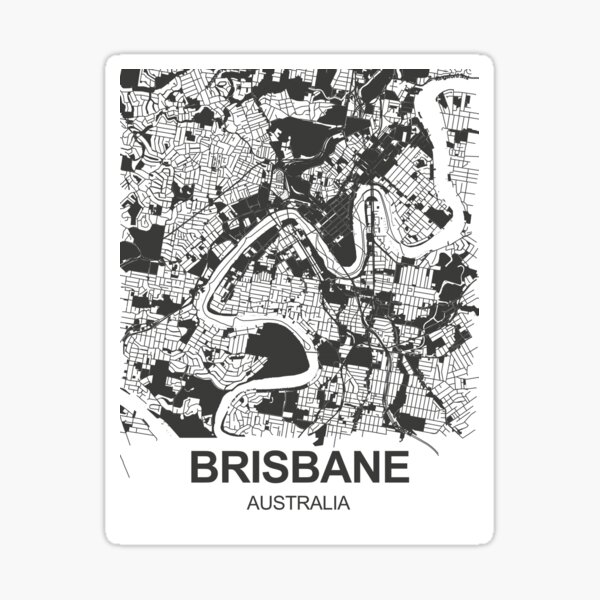 "Brisbane Map Art Black white Australia" Sticker for Sale by EpicMaps ...