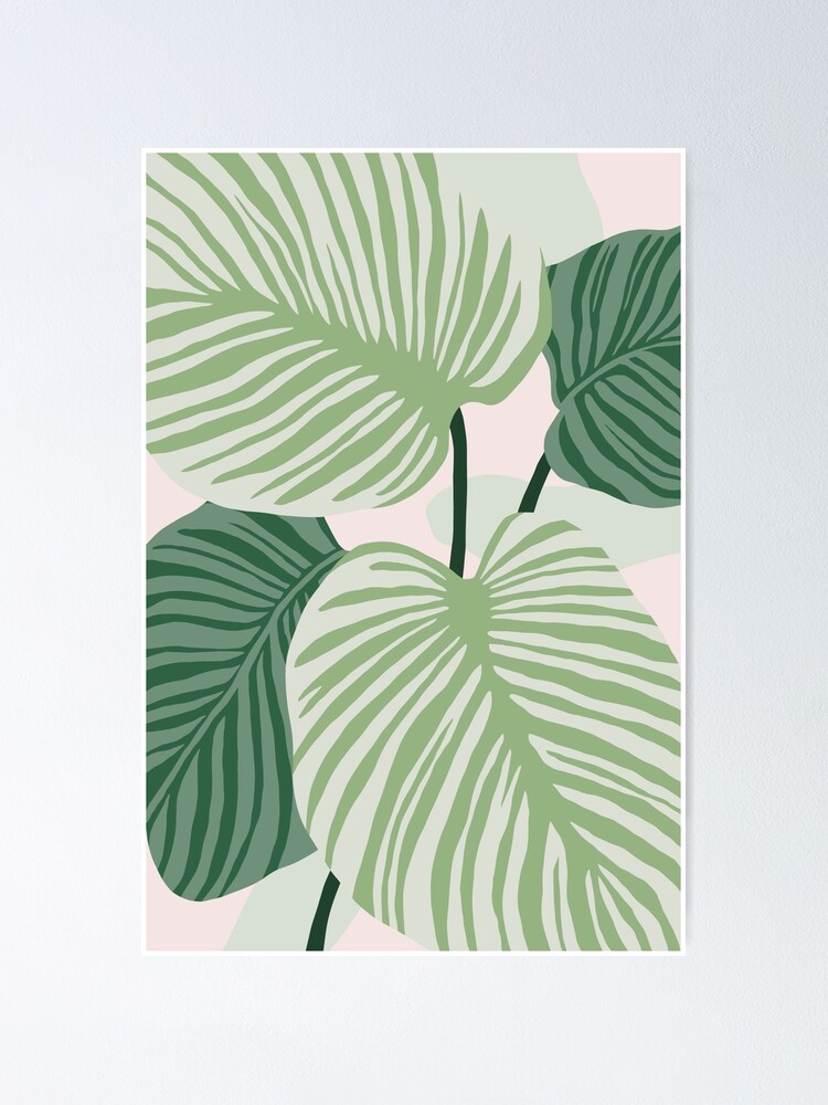 "Tropical leaves detail in green and pink" Poster by Miss-Belle | Redbubble